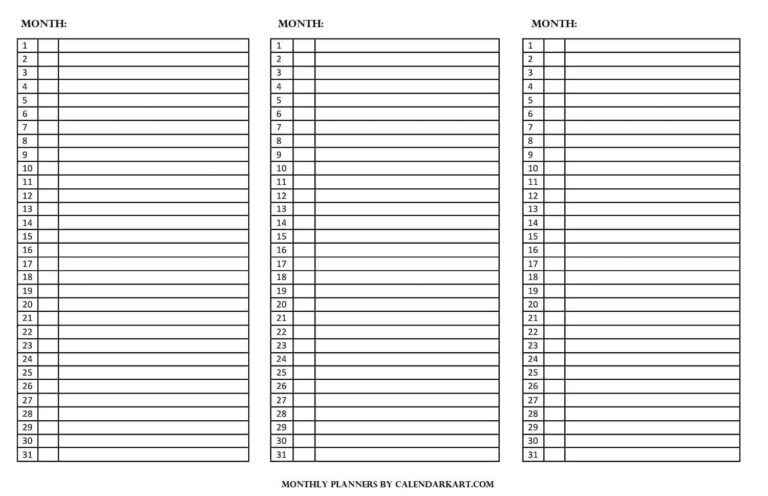 Free Printable Monthly Planner Templates - CalendarKart