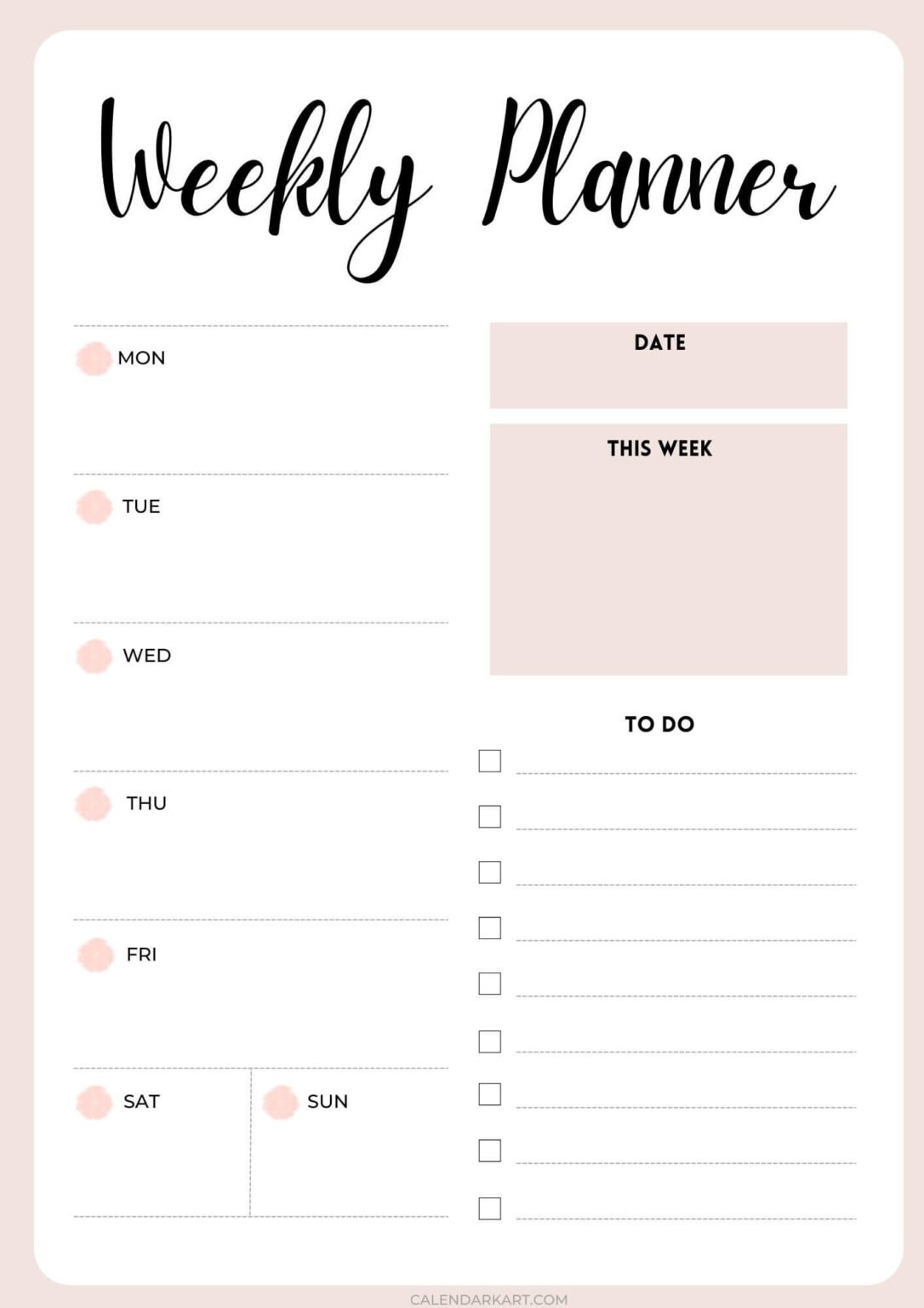 Free Printable Weekly Planner Templates - CalendarKart
