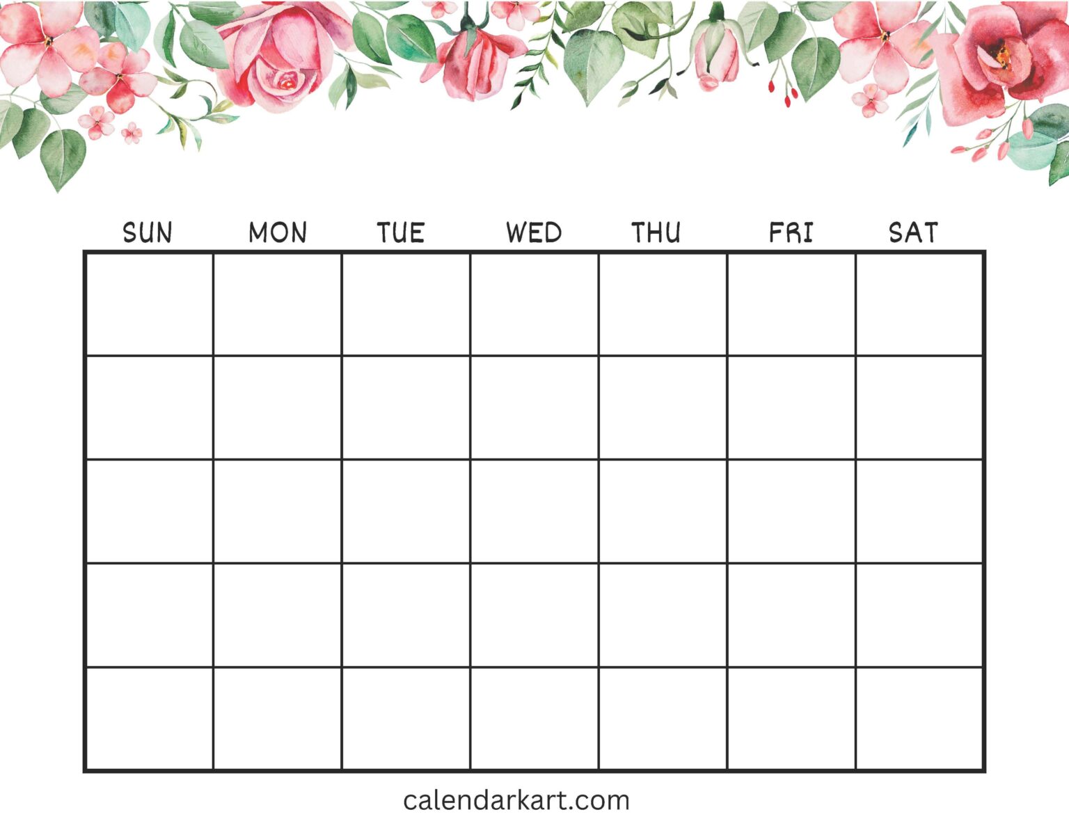 Free Printable Blank Calendar Templates - CalendarKart