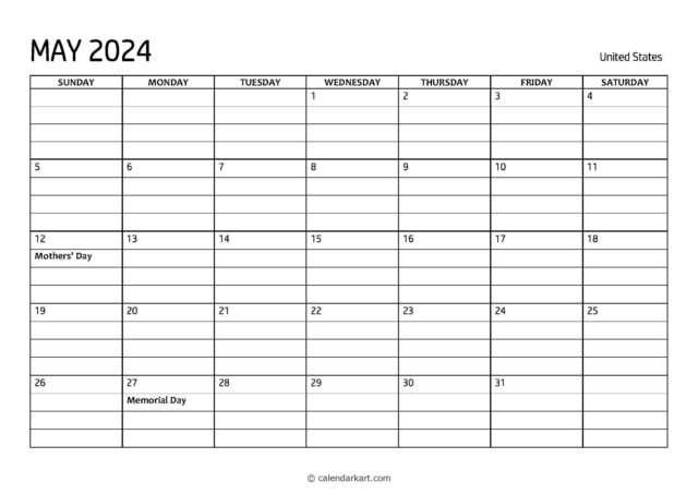United States Calendars with Holidays - CalendarKart