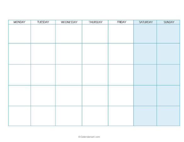 Free Printable Blank Calendar Templates - CalendarKart