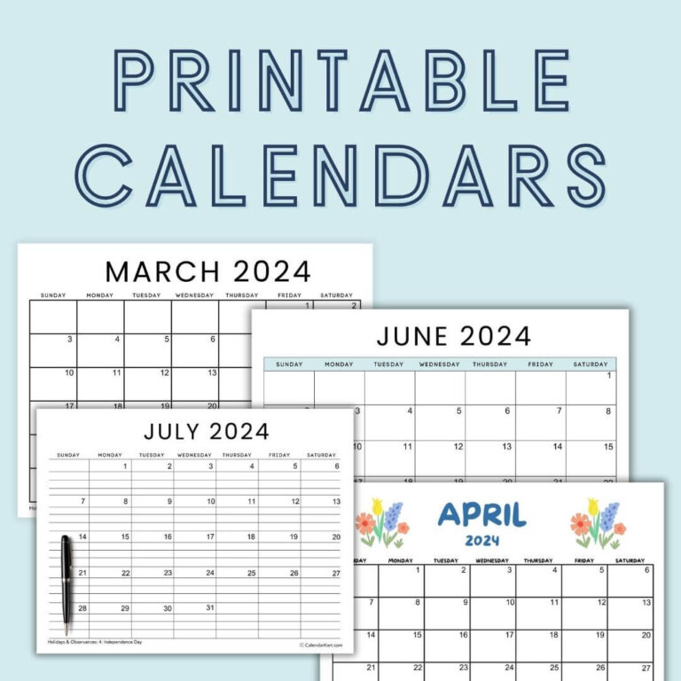 Free Printable Calendars, Planners and Templates | CalendarKart