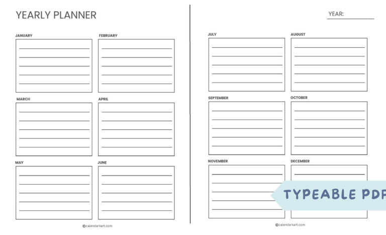 Free Printable Year At A Glance Calendar 2025 - CalendarKart