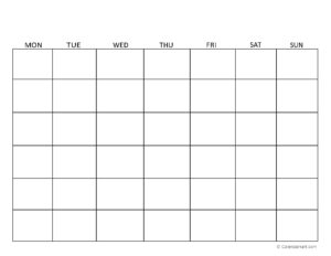 Printable Monthly, Weekly And Yearly Blank Calendar Templates