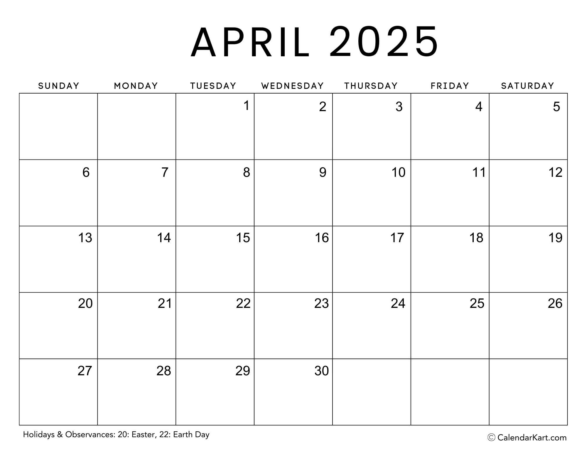 Free Printable Monthly Calendars 2025 - CalendarKart