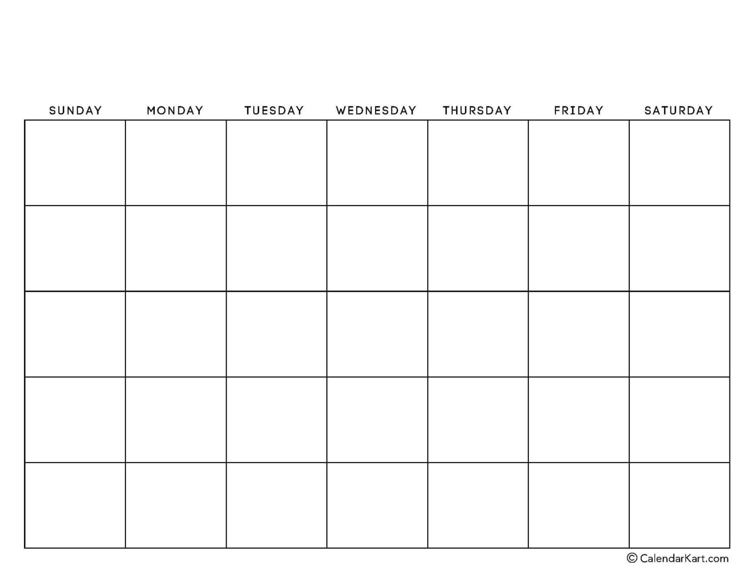 Printable Monthly, Weekly And Yearly Blank Calendar Templates
