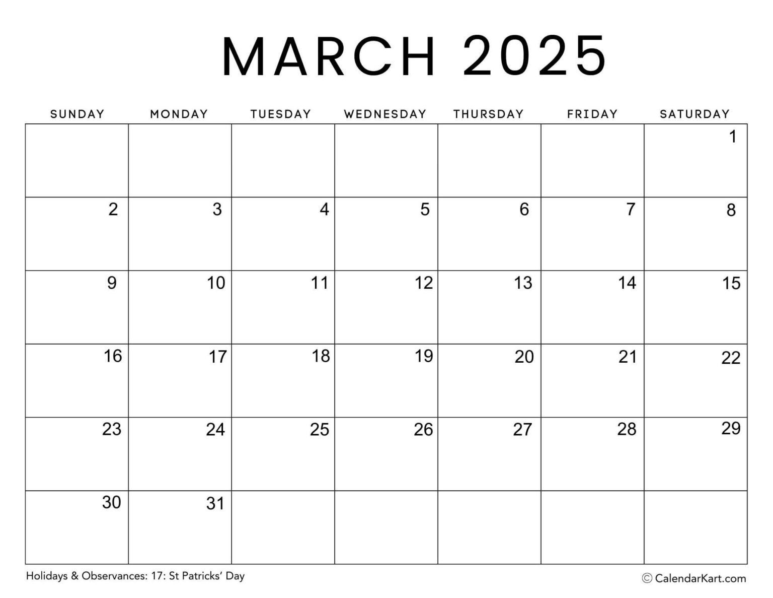 Free Printable Monthly Calendars 2025 - CalendarKart