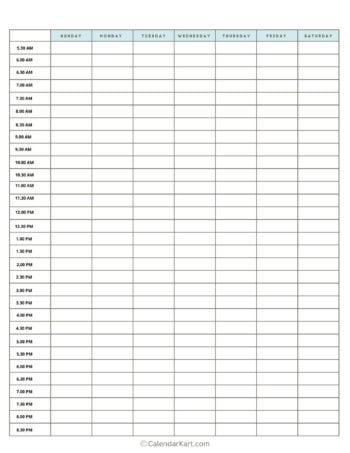 Free Printable Hourly Planner Template