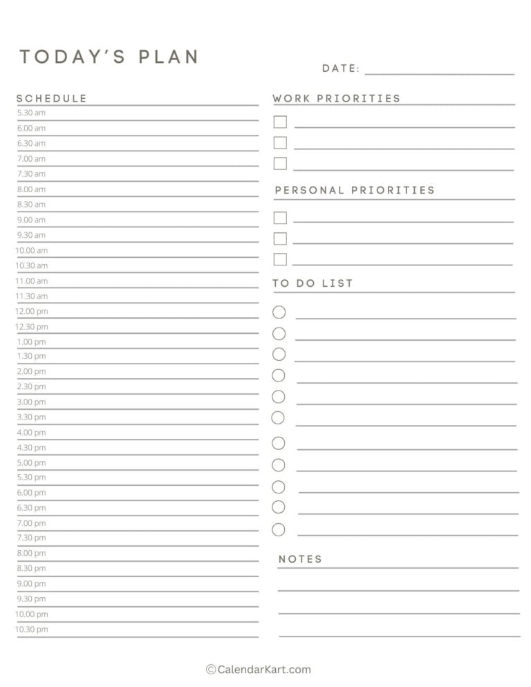 Free Printable Hourly Planner Template