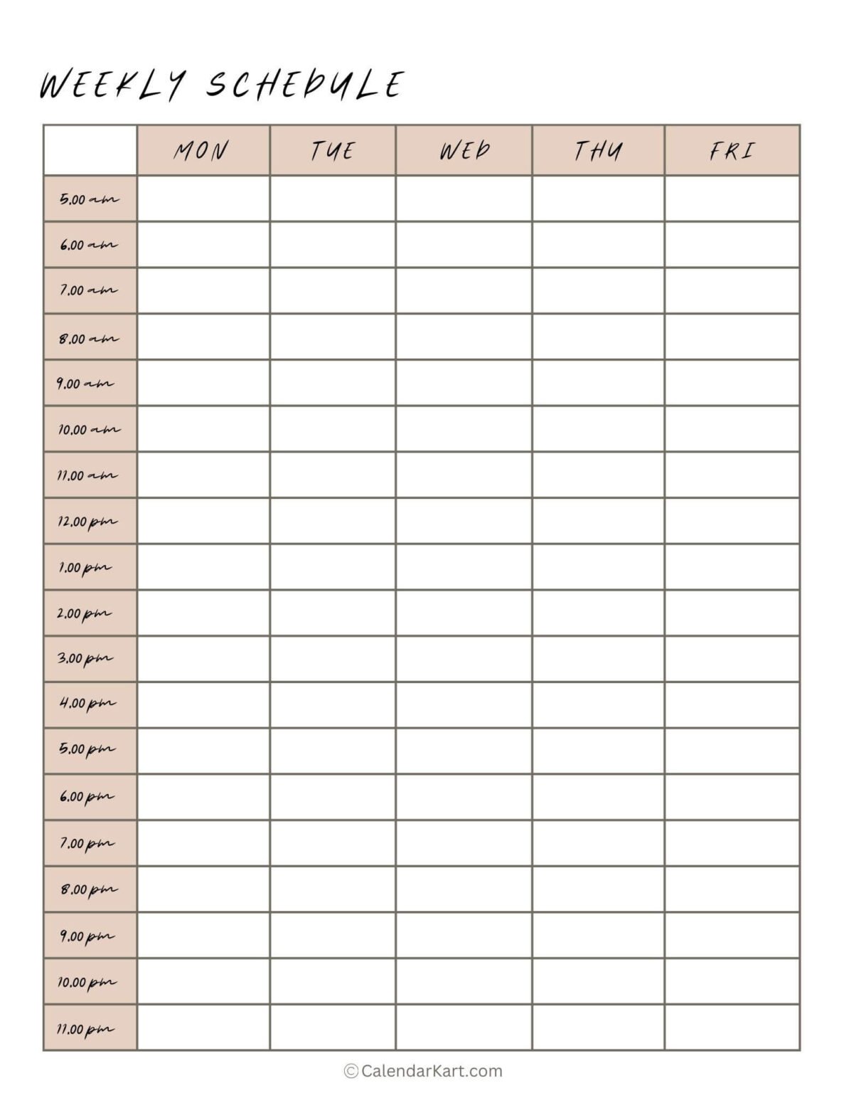 Free Printable Hourly Planner Template