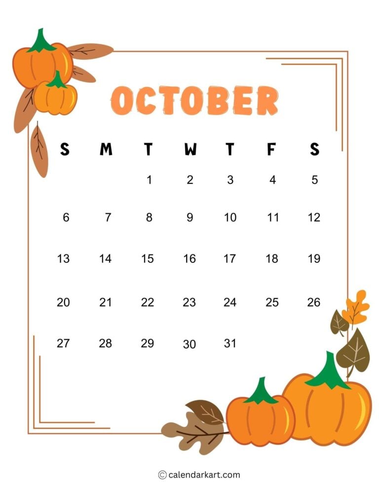38 printable October 2024 Calendars | Free pdf - CalendarKart