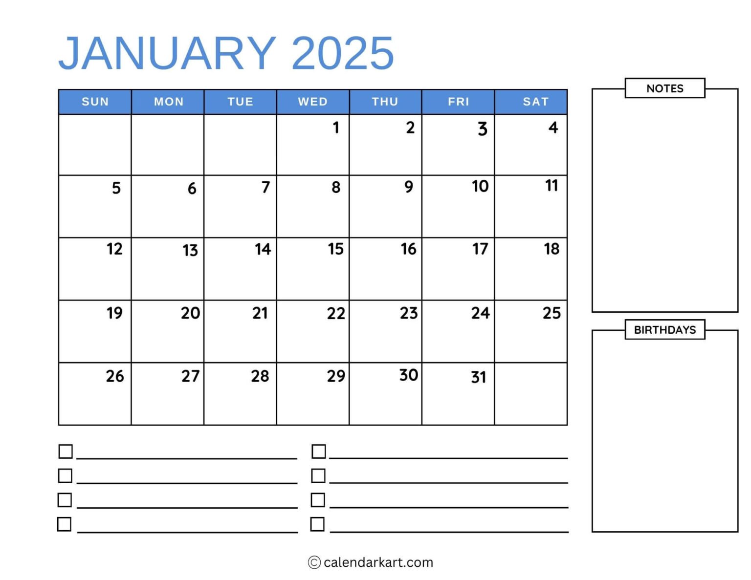 40+ Printable January 2025 Calendars | free pdf - CalendarKart