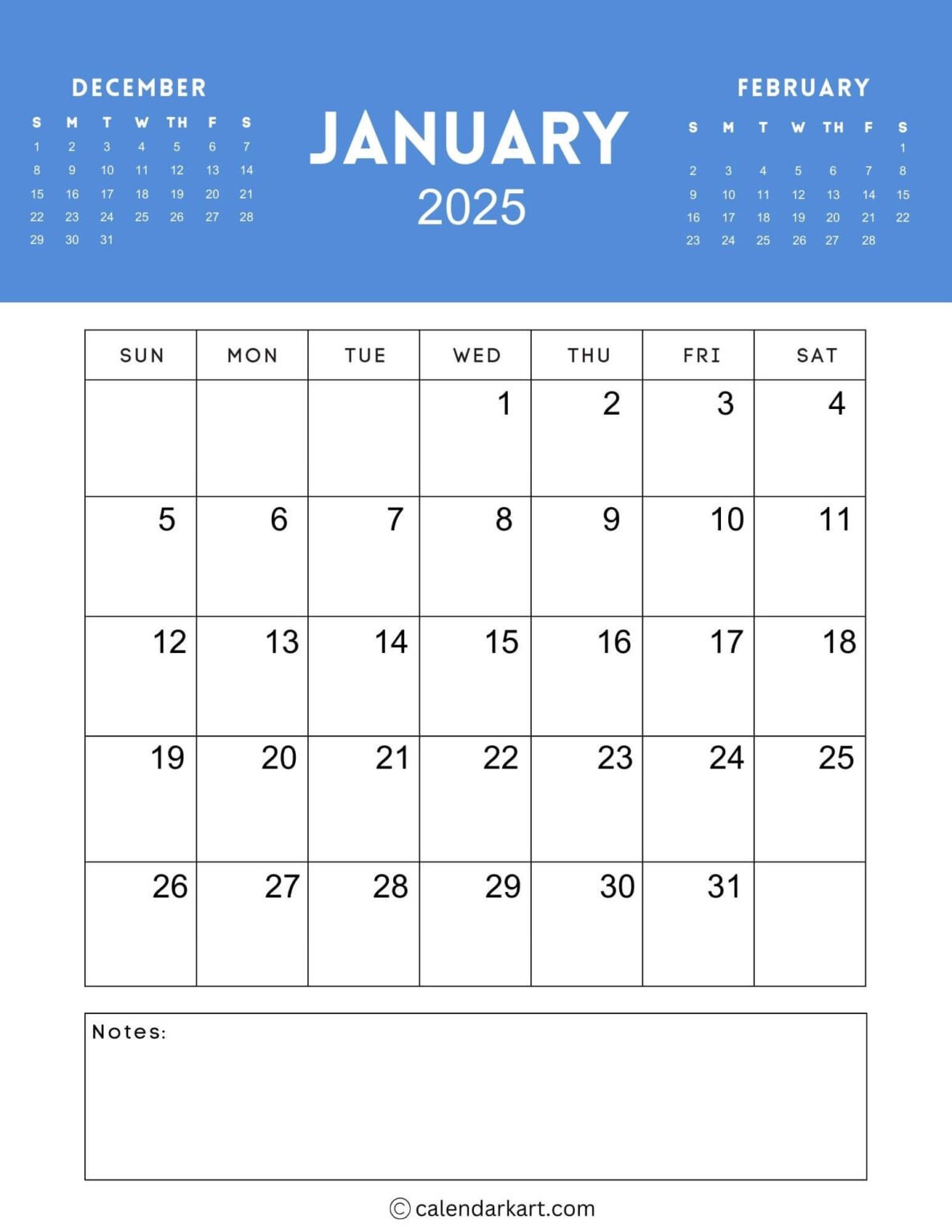 40+ Printable January 2025 Calendars | free pdf | Calendarkart