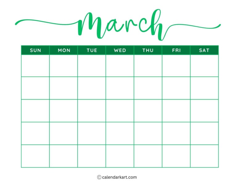 Printable Monthly, Weekly And Yearly Blank Calendar Templates