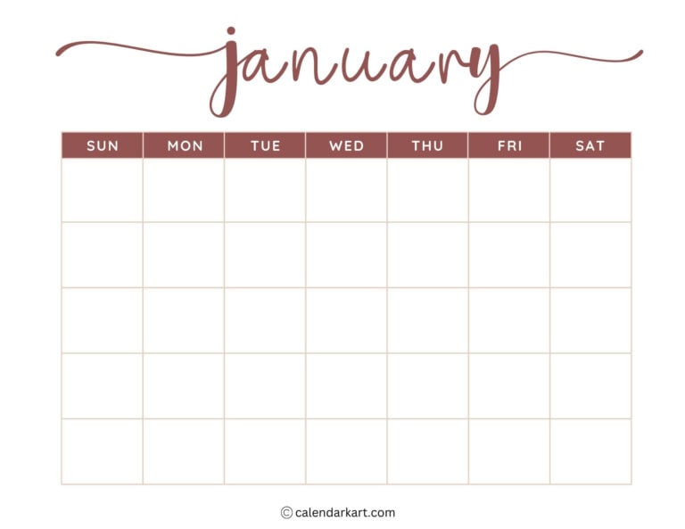Printable Monthly, Weekly And Yearly Blank Calendar Templates