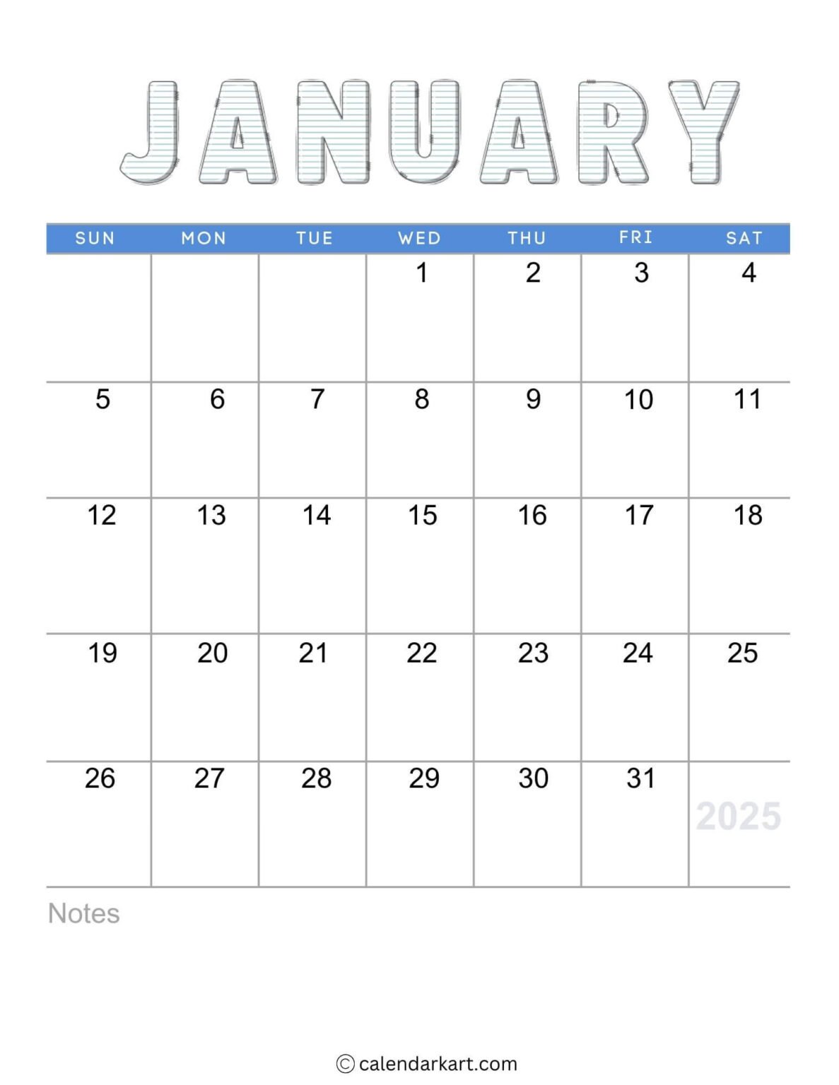 40+ Printable January 2025 Calendars | free pdf | Calendarkart