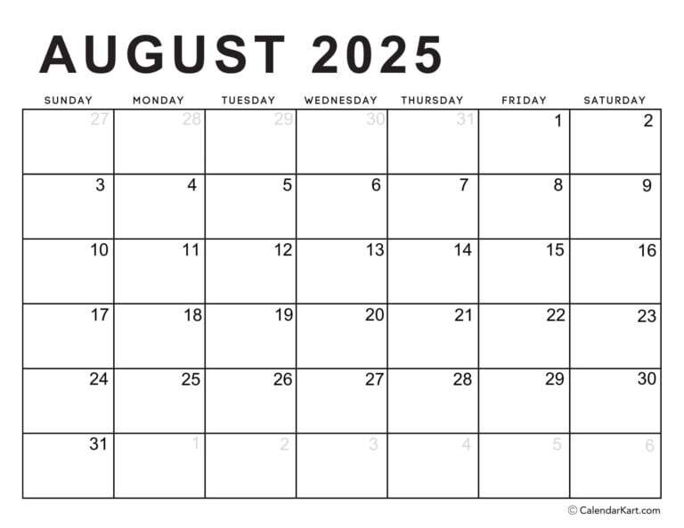 Editable Printable Calendars 2025 - Typeable PDF - CalendarKart