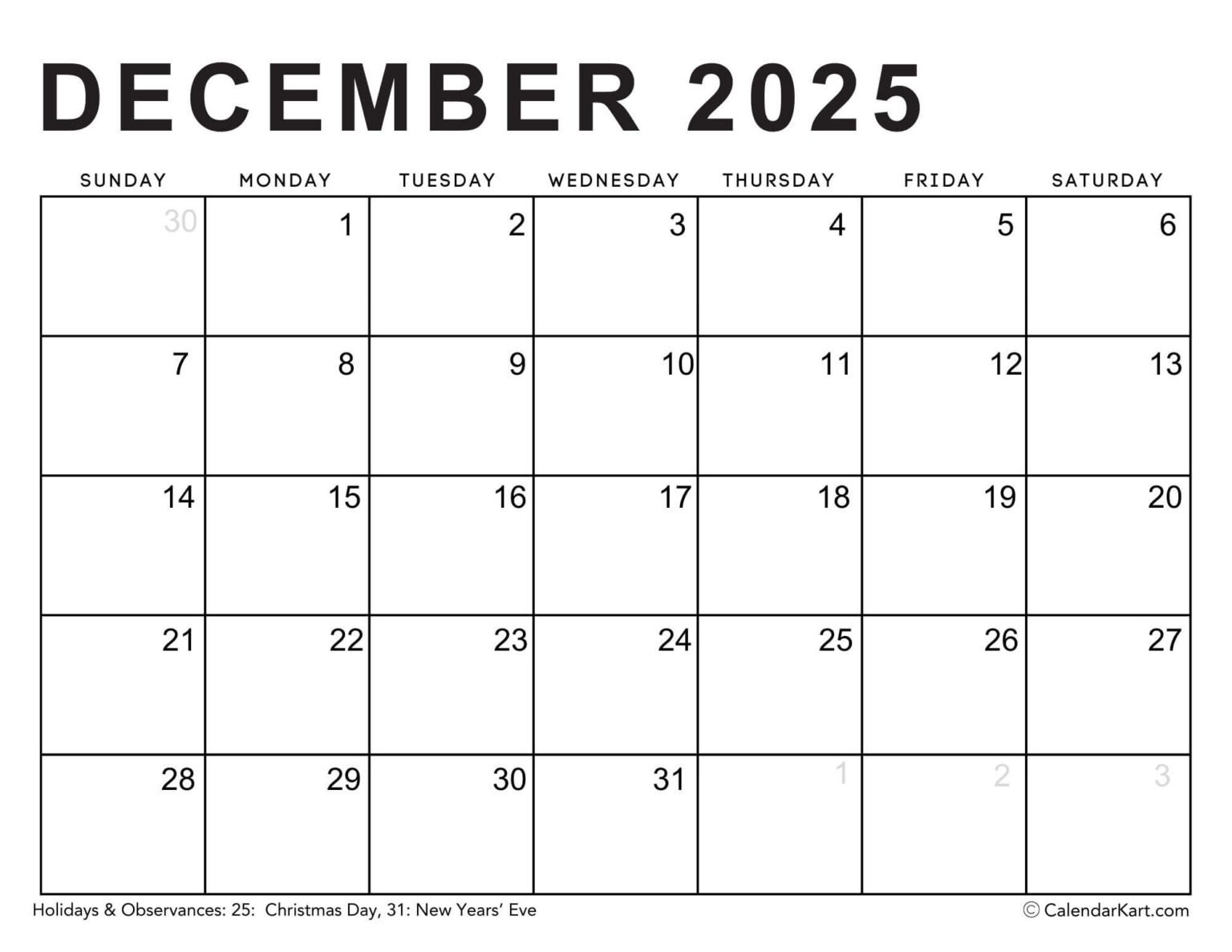Editable Printable Calendars 2025 - Typeable PDF - CalendarKart