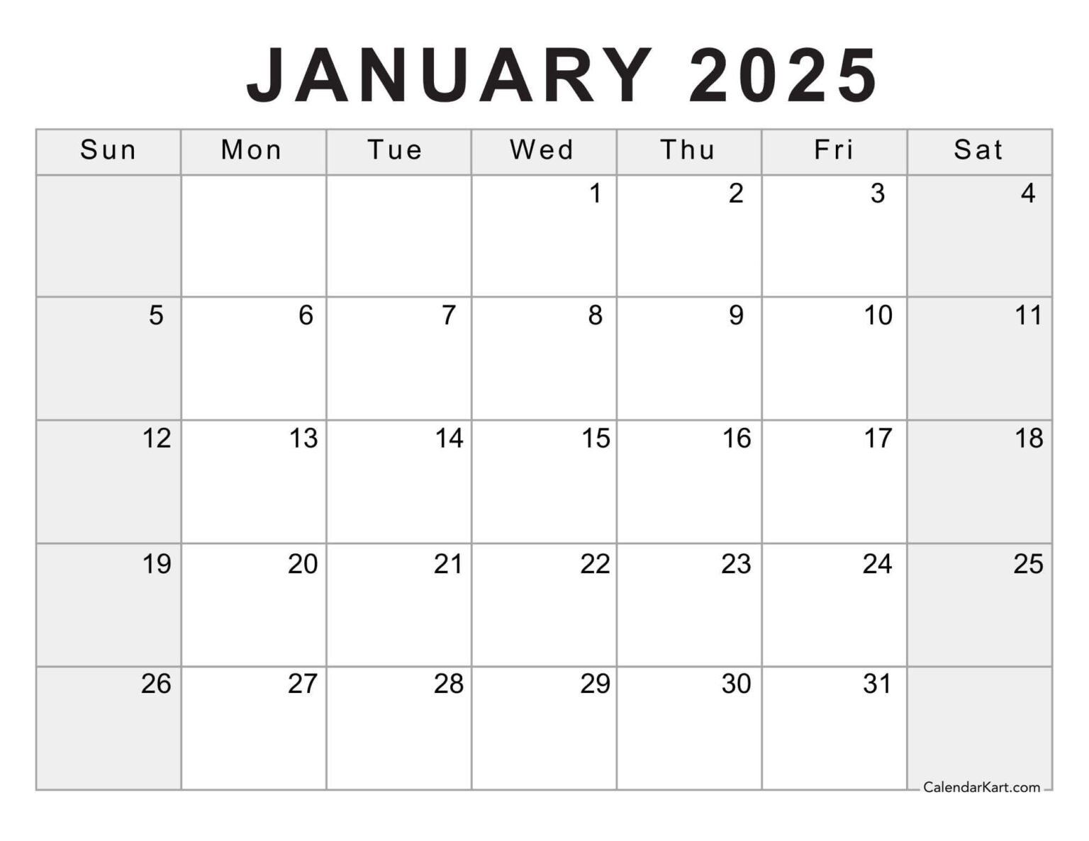 40+ Printable January 2025 Calendars | free pdf | Calendarkart