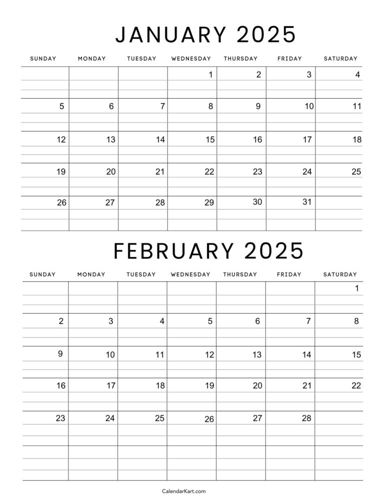 Free Printable January February Calendar 2025 - CalendarKart