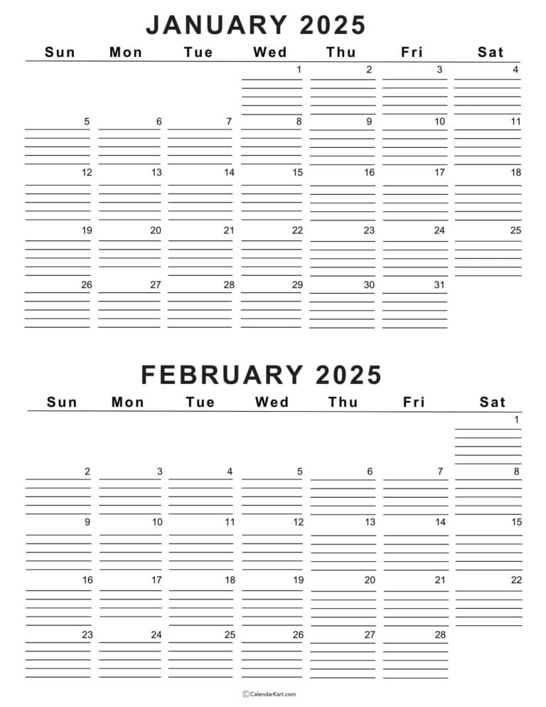 Free Printable January February Calendar 2025 - CalendarKart