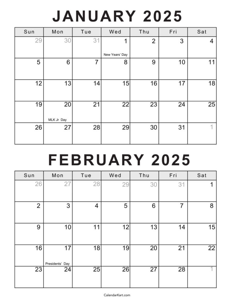 Free Printable January February Calendar 2025 - CalendarKart
