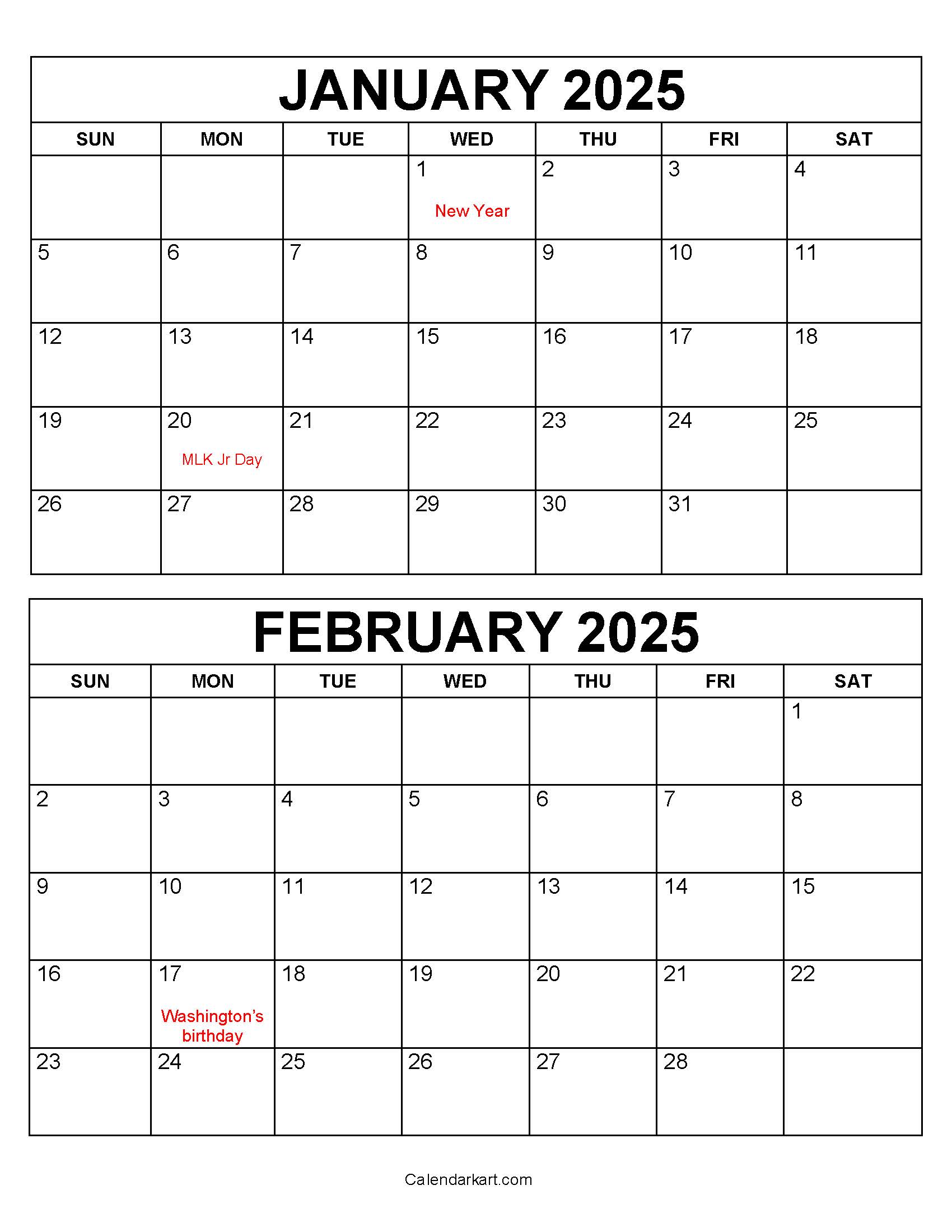 Free Printable January February Calendar 2025 - CalendarKart