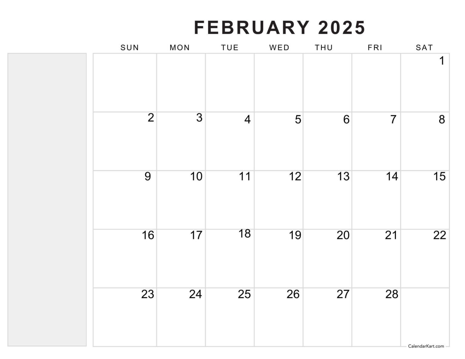 Free & Cute printable February 2025 Calendar - CalendarKart