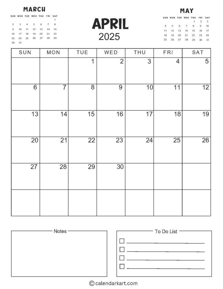 Free Printable April 2025 Calendars | 30 Free Printable PDF