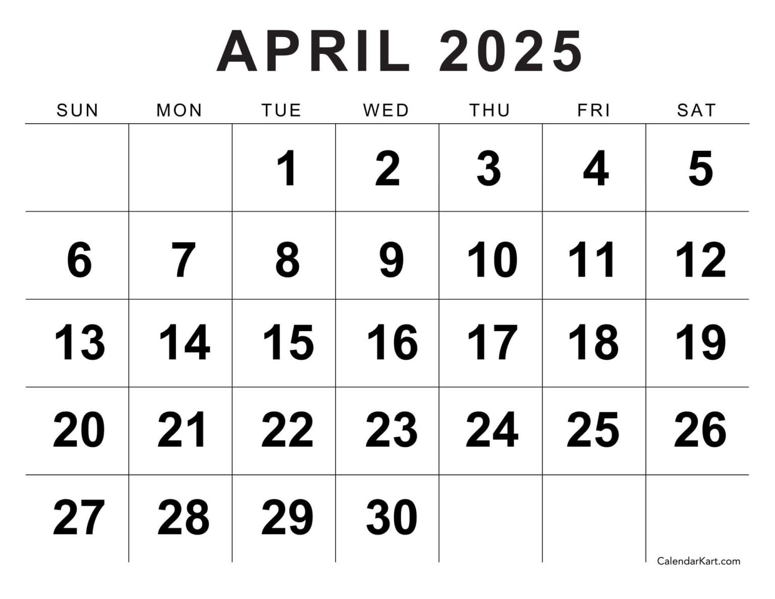 Free Printable April 2025 Calendars | 30 Free Printable PDF