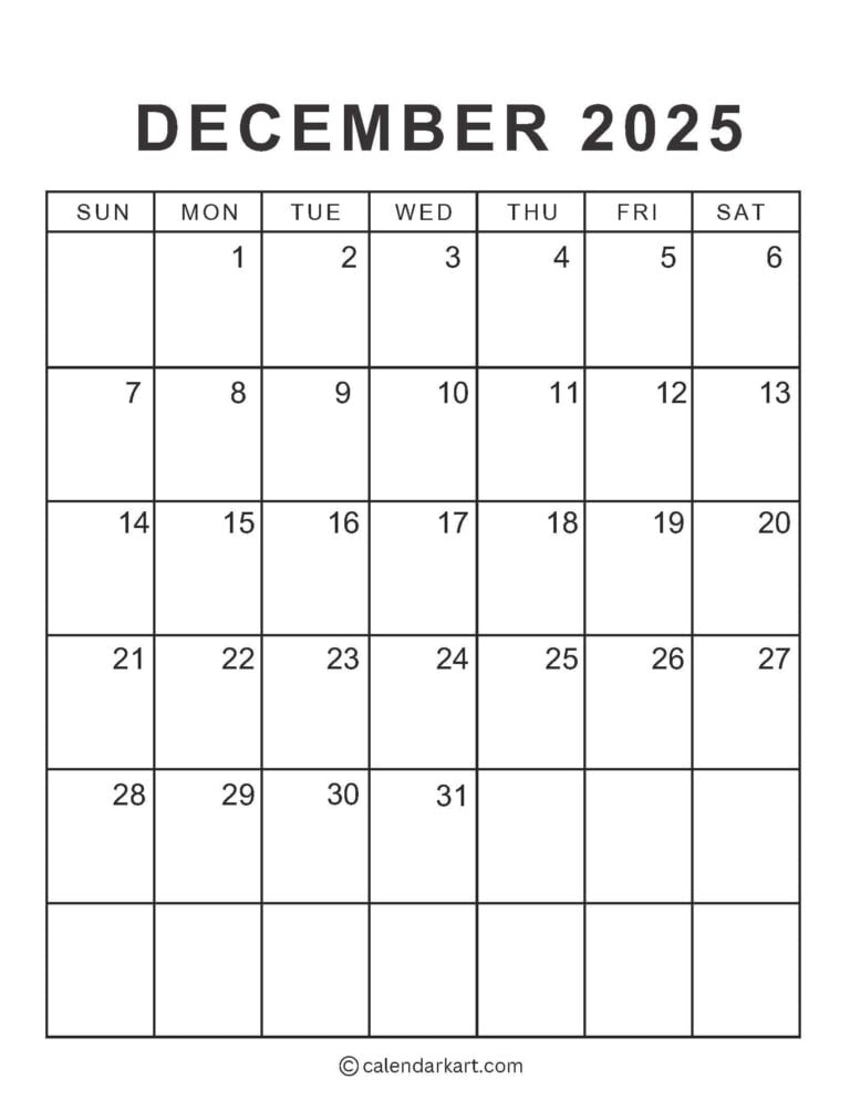 printable december 2025 calendars | free pdf - CalendarKart