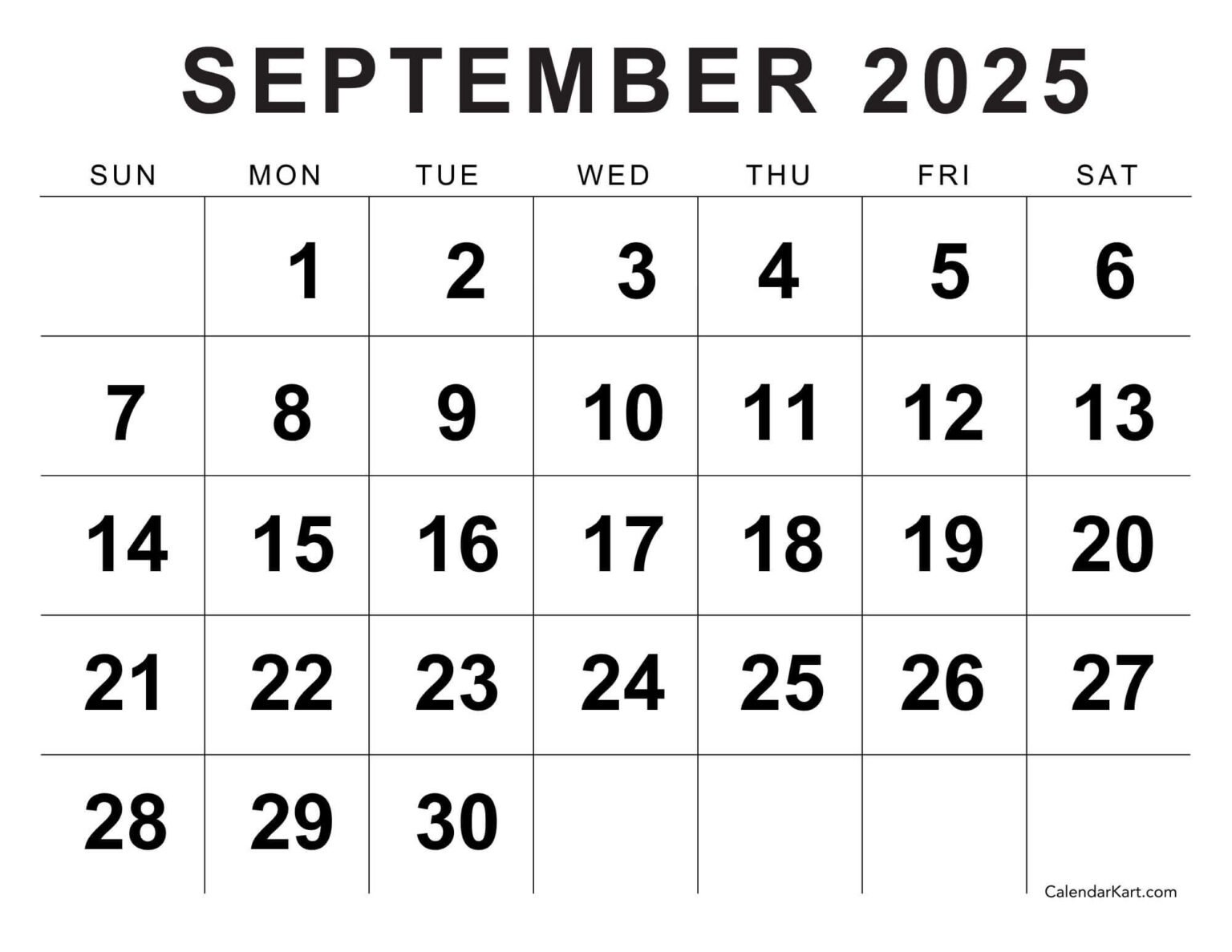Printable September 2025 Calendar With Holidays | Calendarkart