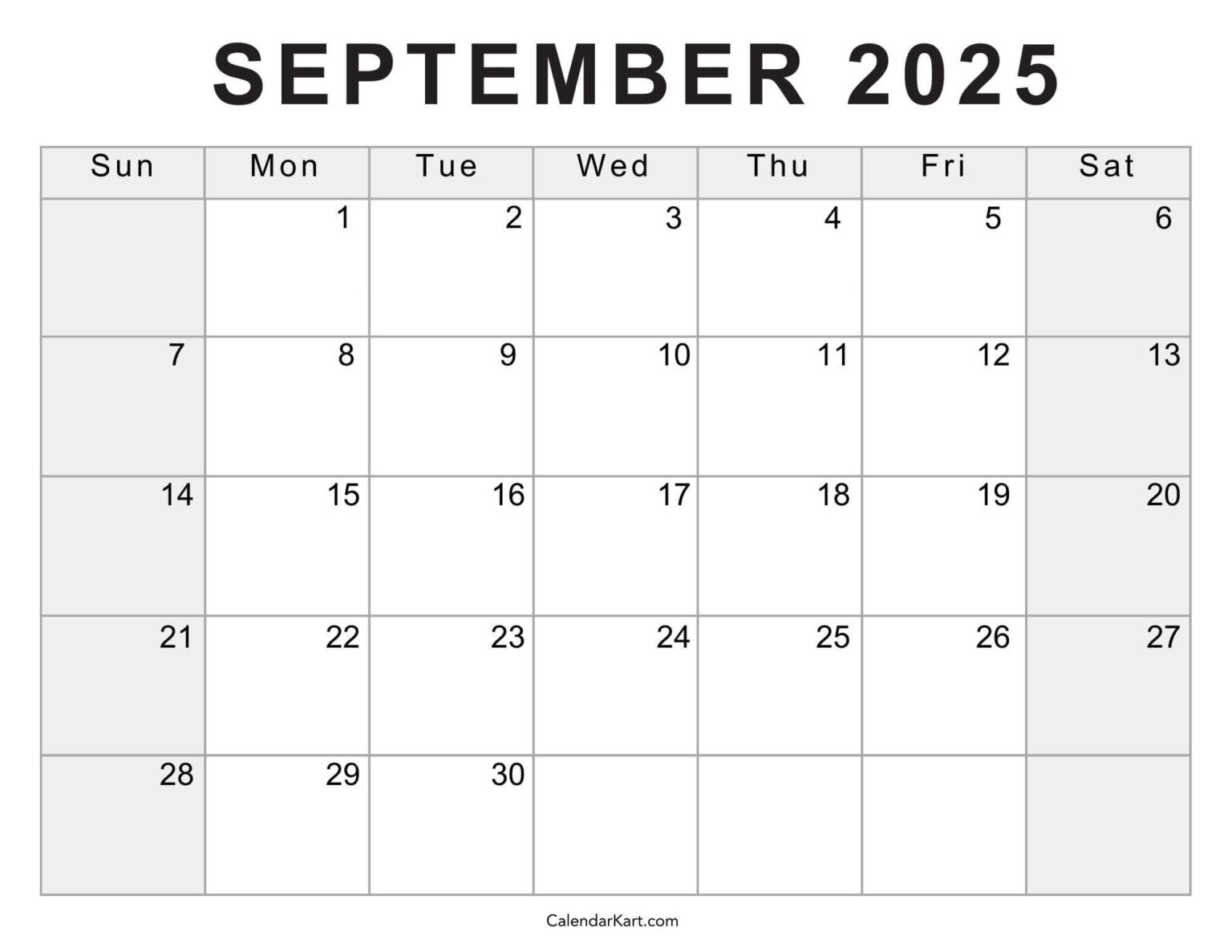 Printable September 2025 Calendar With Holidays | Calendarkart