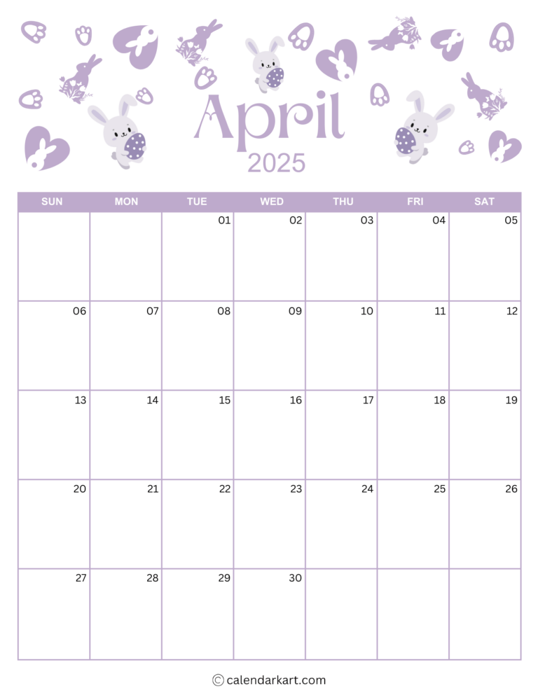 Free Printable April 2025 Calendars | 30 Free Printable PDF