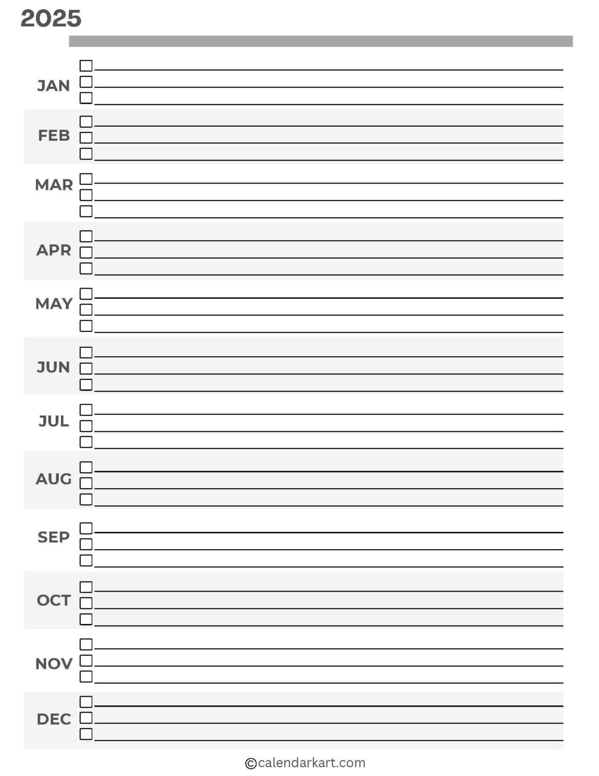 Free Printable Year At A Glance Calendar 2025 - CalendarKart