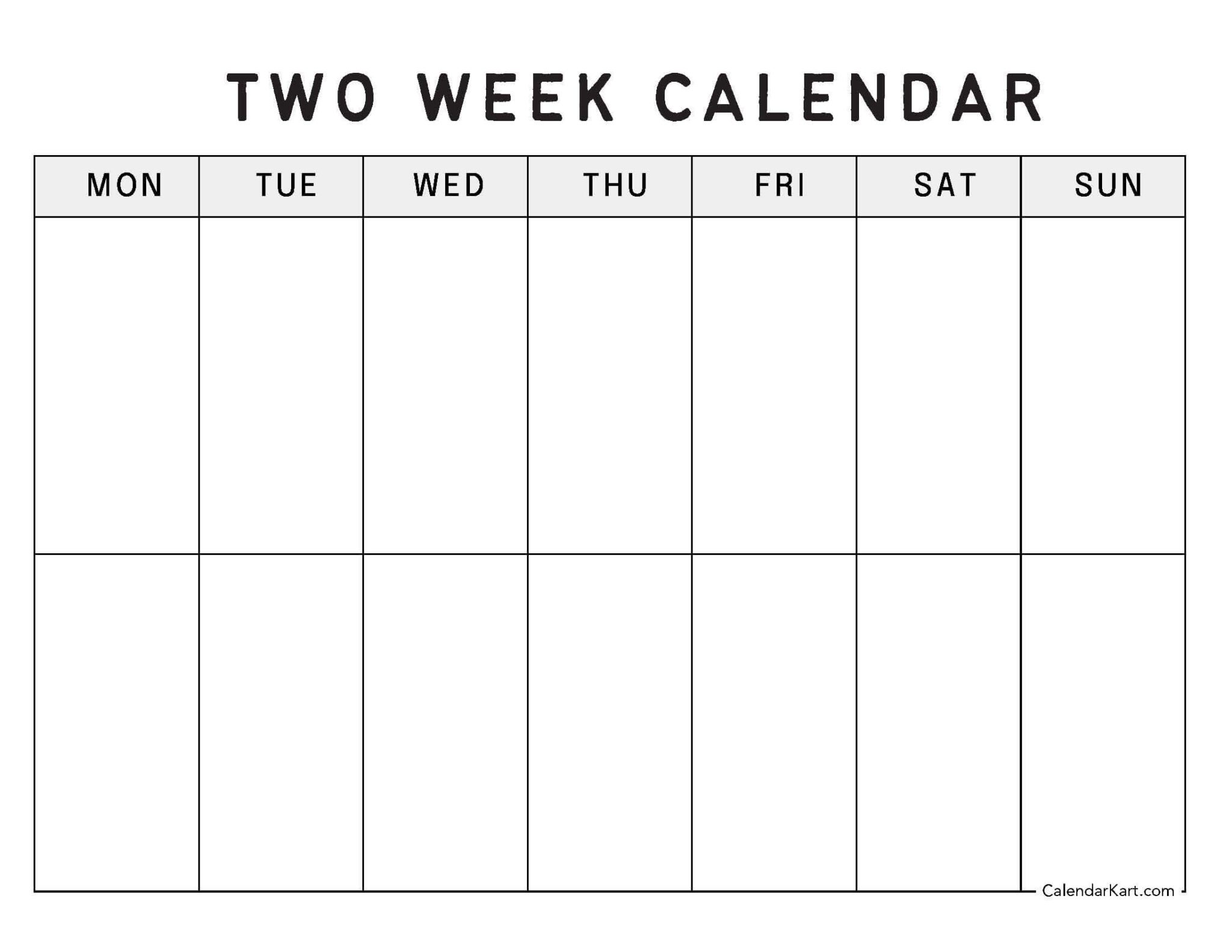 Printable Two Week Calendar - CalendarKart