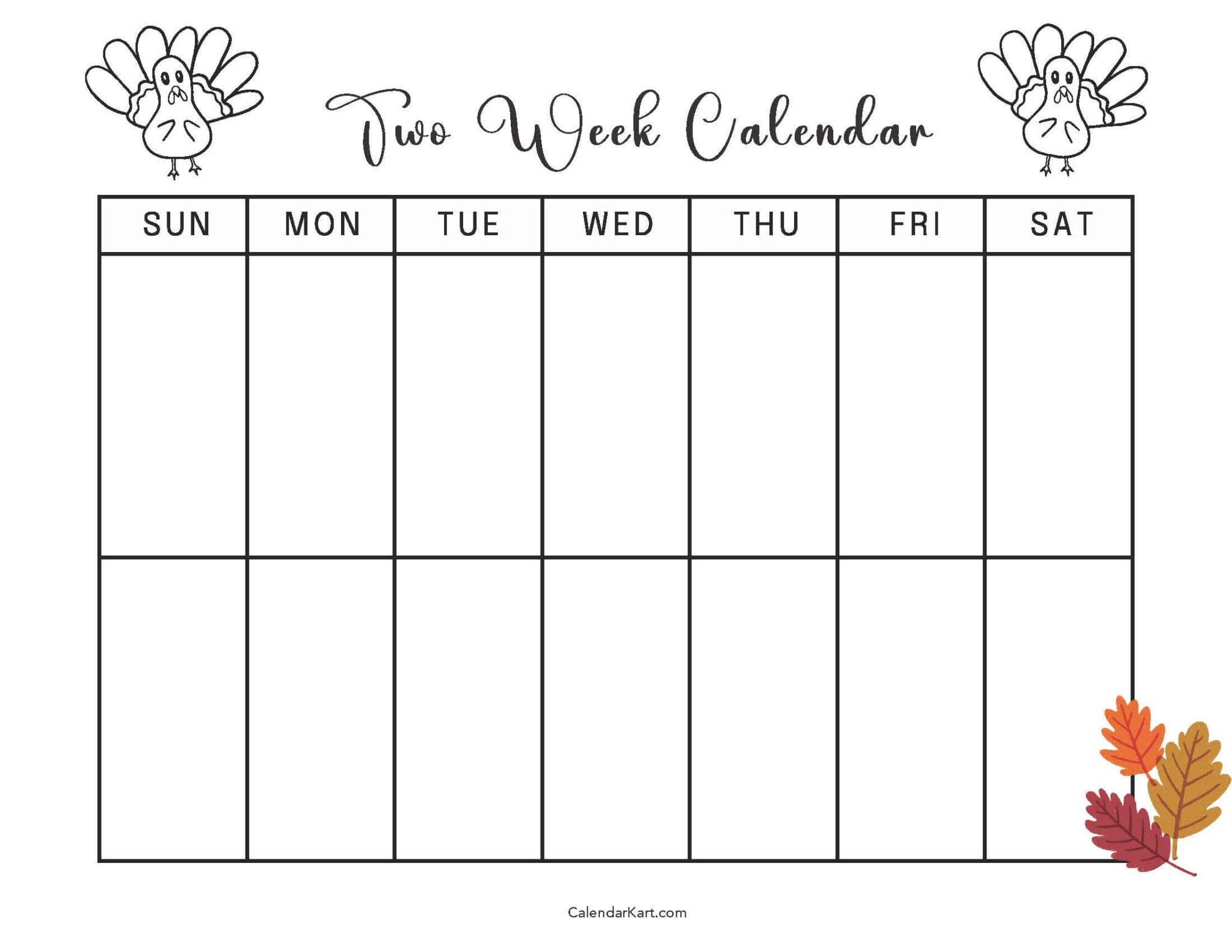 Printable Two Week Calendar - CalendarKart