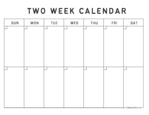 Printable Two Week Calendar - CalendarKart