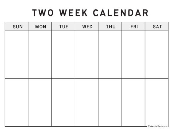 Printable Two Week Calendar - CalendarKart