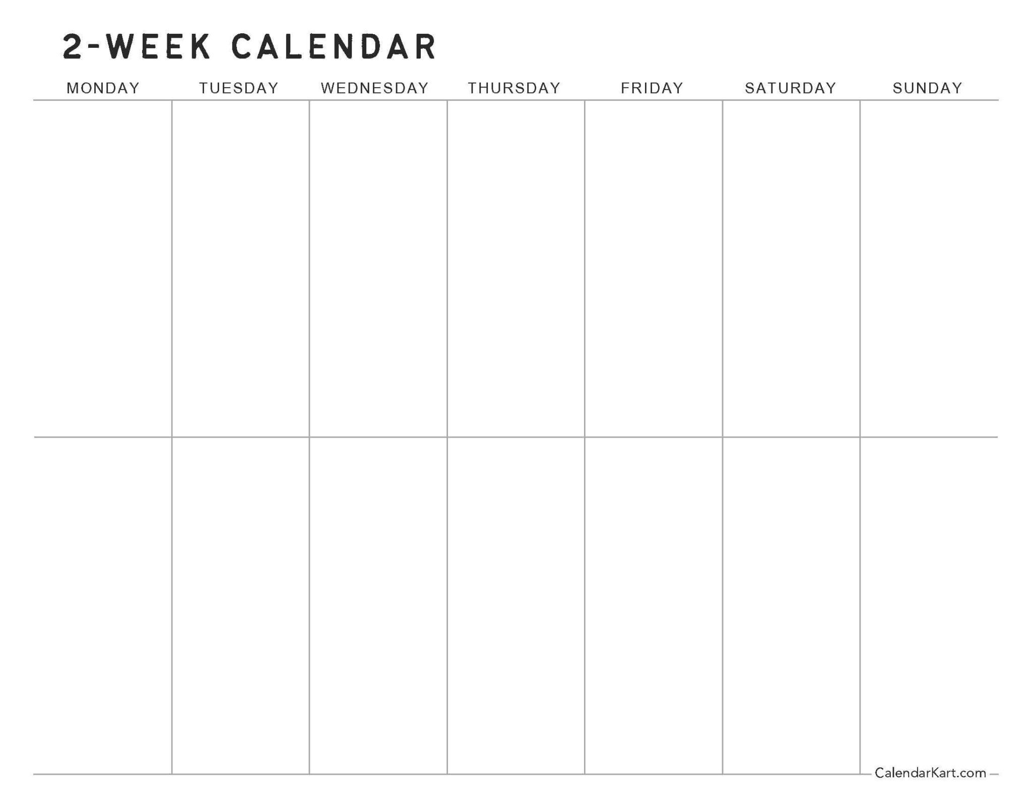 Printable Two Week Calendar - CalendarKart