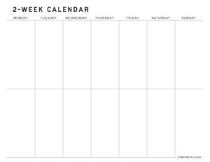 Printable Two Week Calendar - CalendarKart