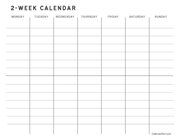 Printable Two Week Calendar - CalendarKart