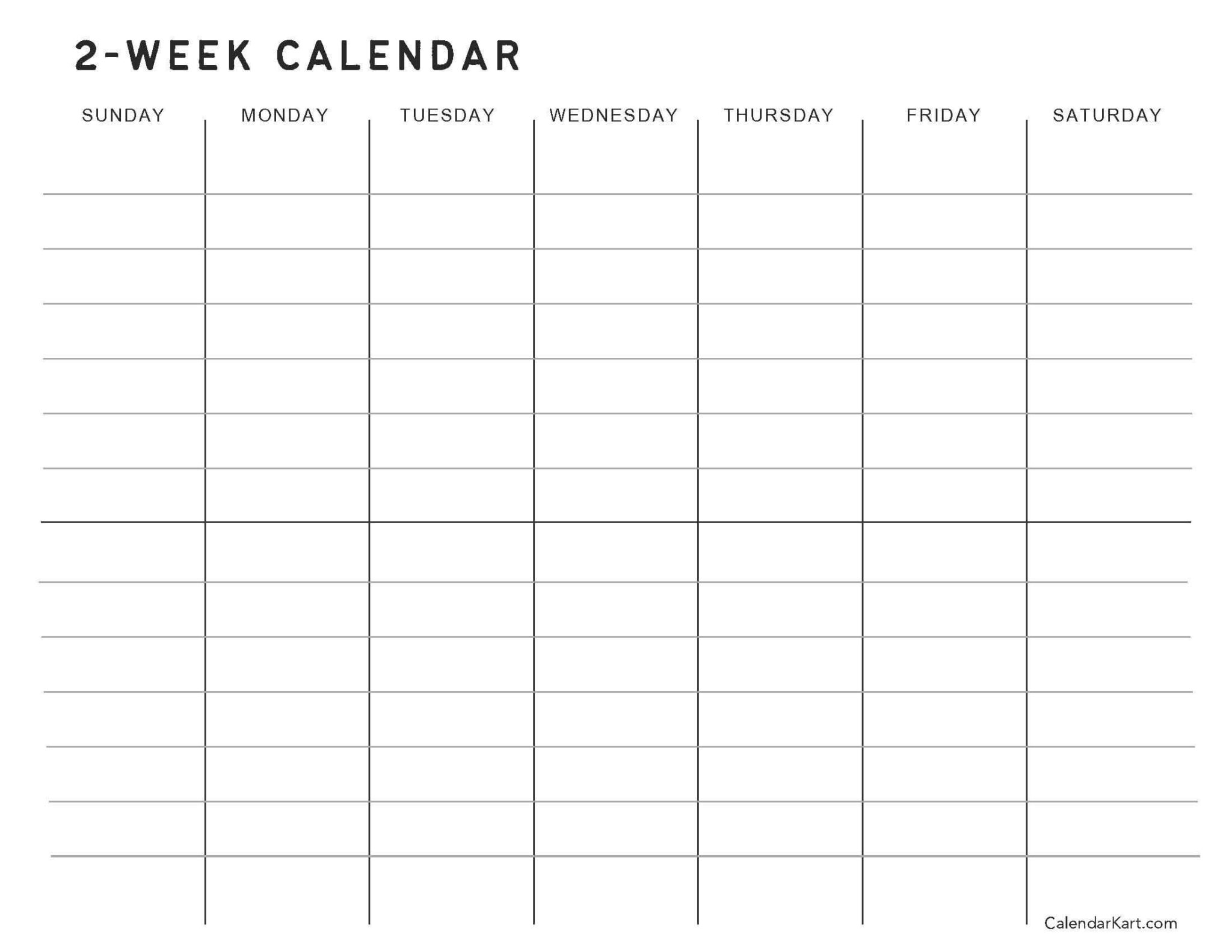 Printable Two Week Calendar - CalendarKart