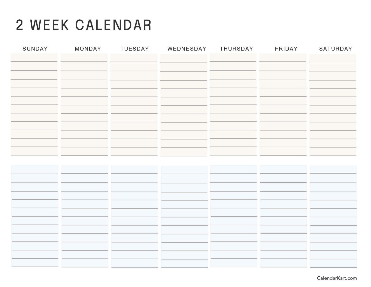 Printable Two Week Calendar - CalendarKart