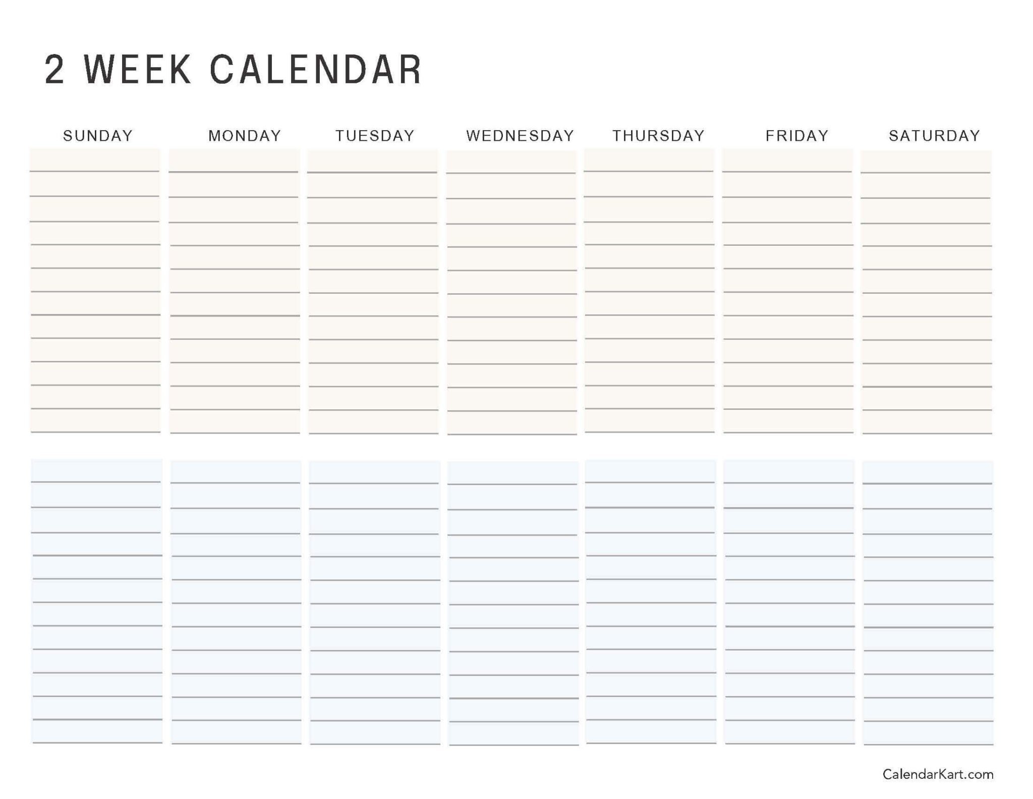 Printable Two Week Calendar - CalendarKart