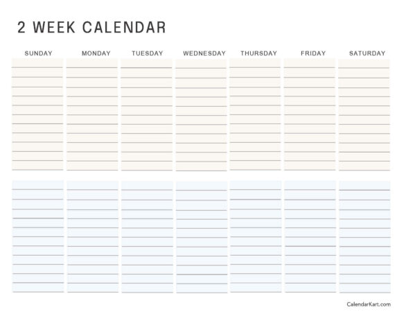 Printable Two Week Calendar - CalendarKart
