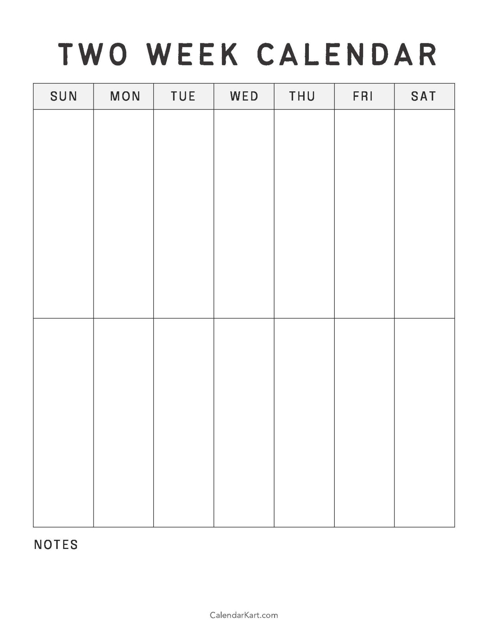 Printable Two Week Calendar - CalendarKart