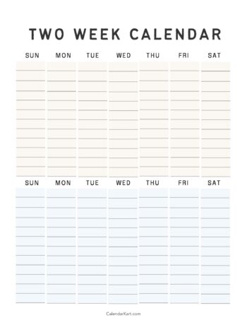 Printable Two Week Calendar - CalendarKart