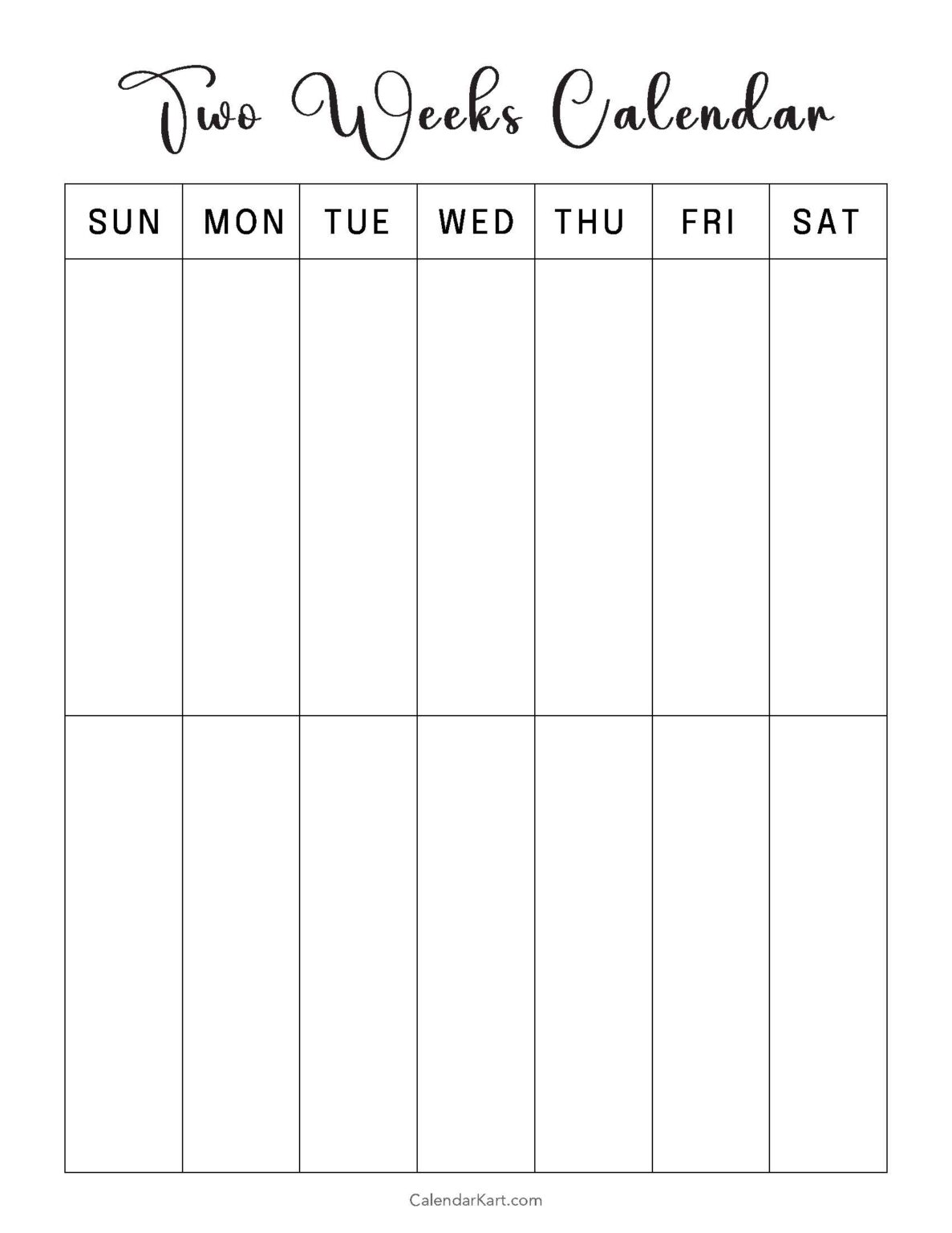 Printable Two Week Calendar - CalendarKart