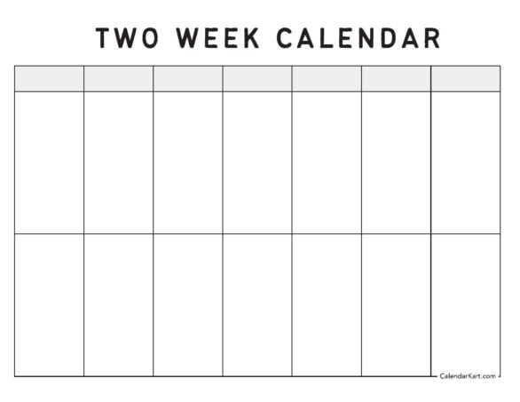 Printable Two Week Calendar - CalendarKart